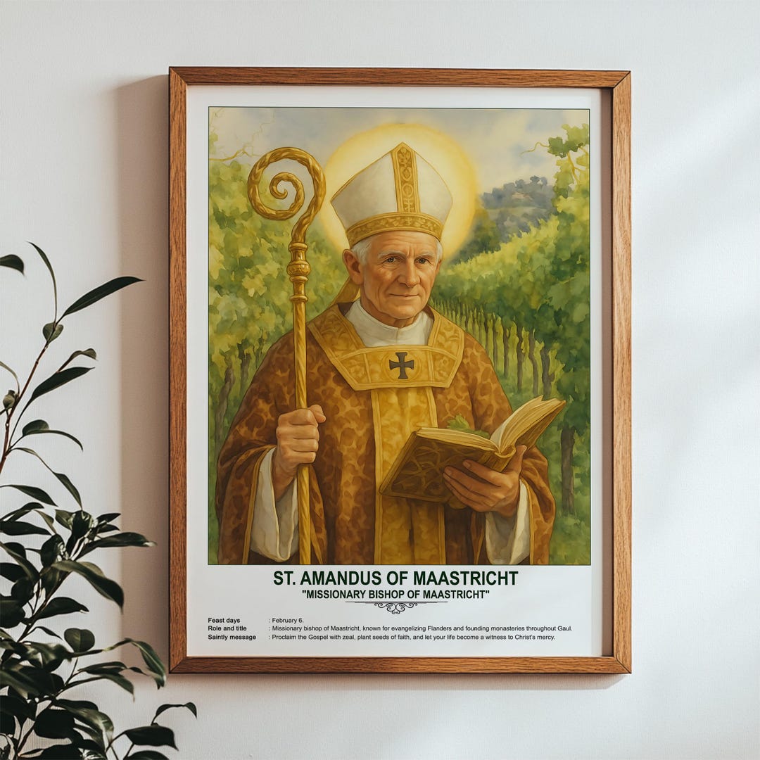 St. Amandus of Maastricht, Sacred Art, Religious Wall Art for Families ...