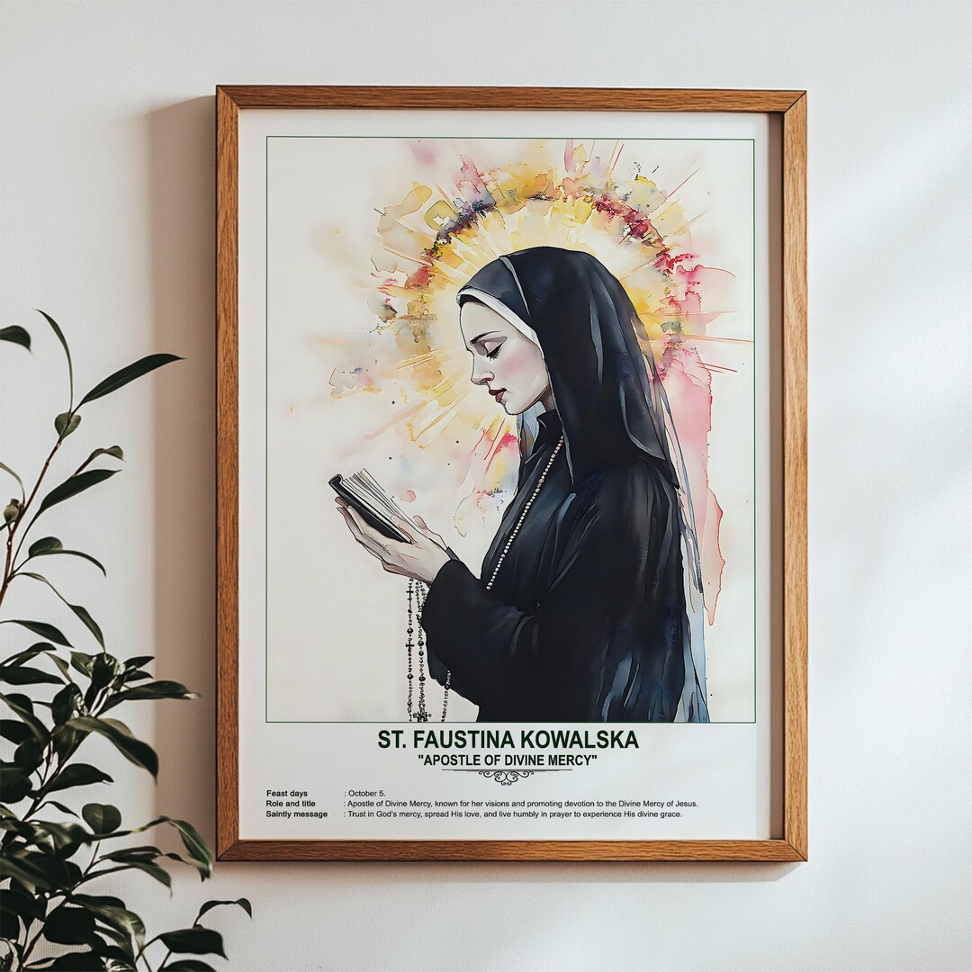 St. Faustina Kowalska, Sacred Art, Religious Wall Art for Families ...
