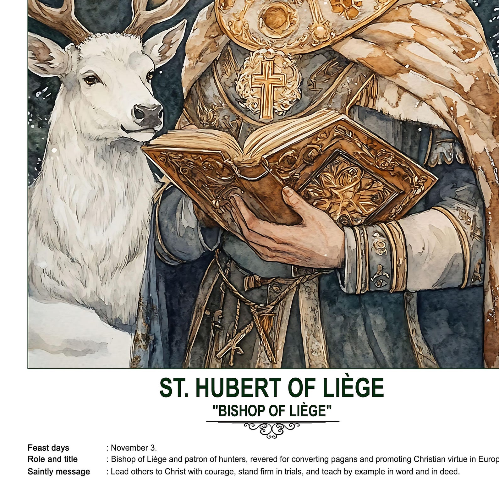 St. Hubert of Liège, Sacred Art, Religious Wall Art for Families ...