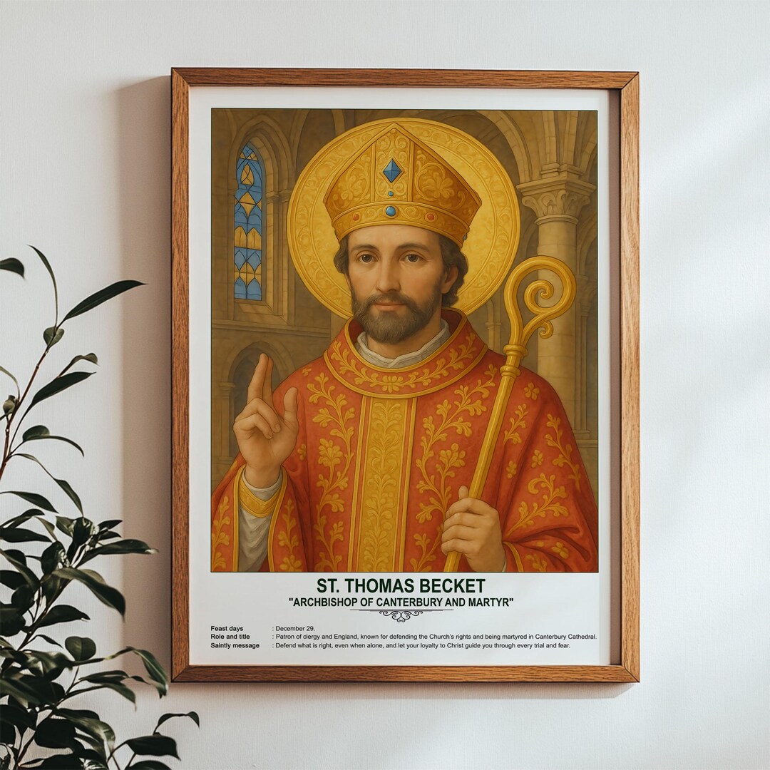St. Thomas Becket, Sacred Art, Religious Wall Art for Families, Patron ...