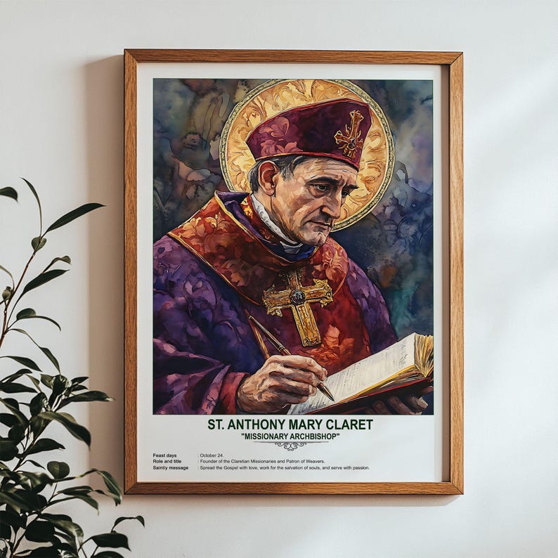 St. Anthony Mary Claret, Sacred Art, Religious Wall Art for Families ...