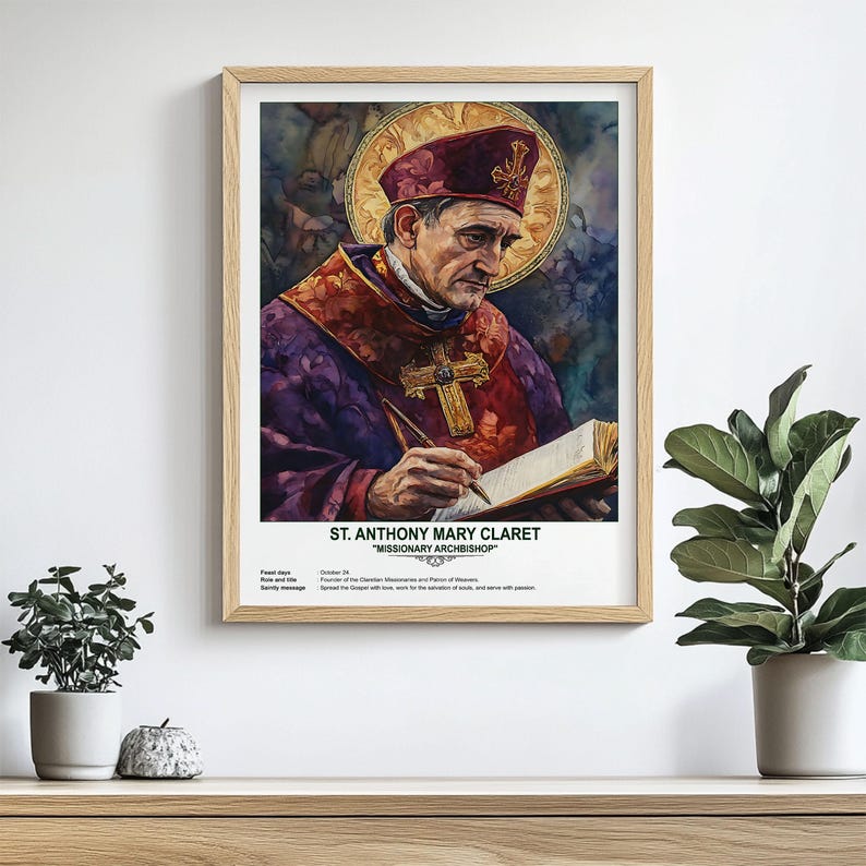 St. Anthony Mary Claret, Sacred Art, Religious Wall Art for Families ...