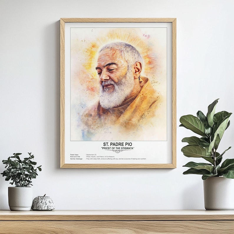 St. Padre Pio, Sacred Art, Religious Wall Art for Families, Patron ...