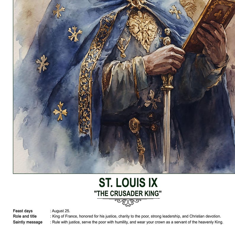 St. Louis IX, Sacred Art, Religious Wall Art for Families, Patron Saint ...