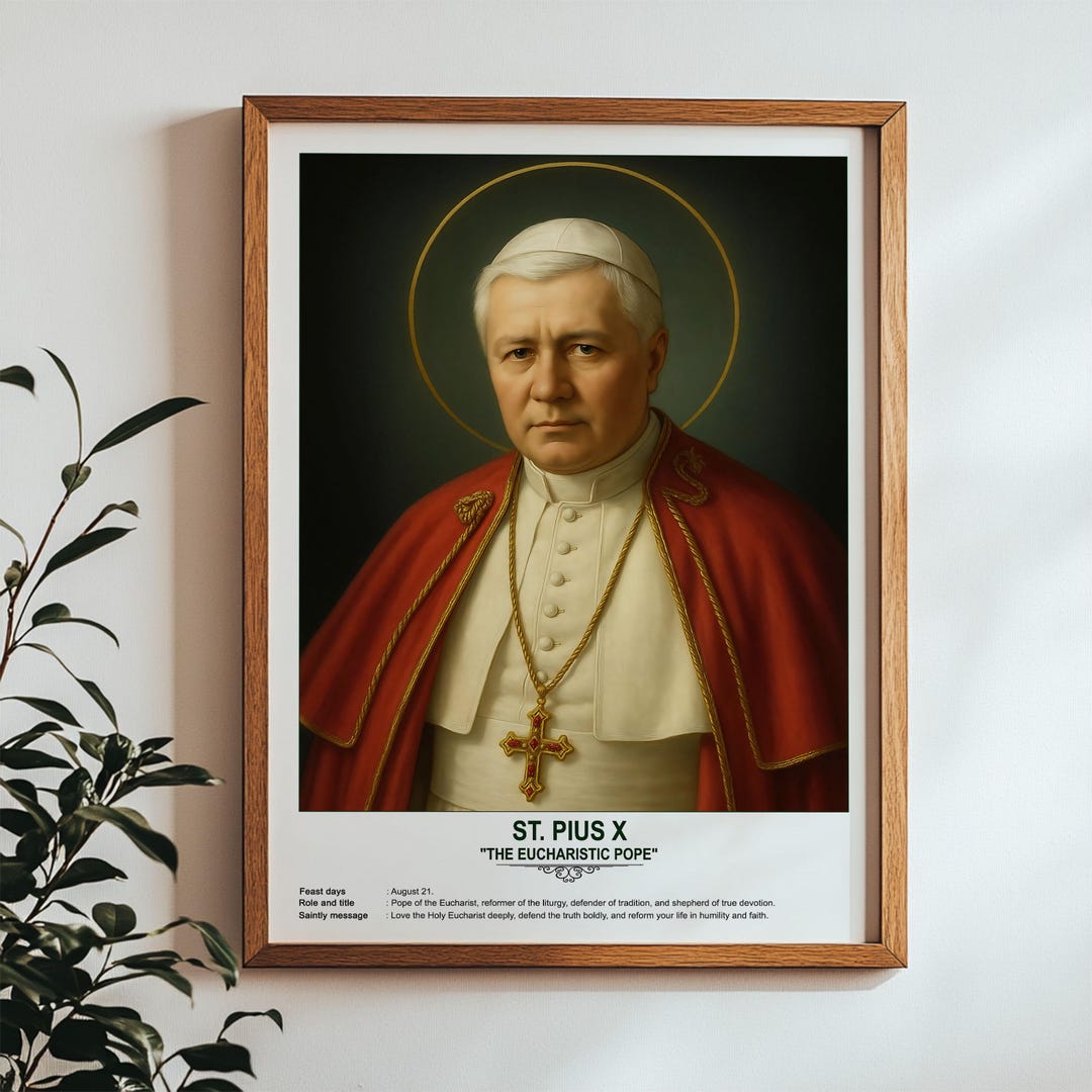 St. Pius X, Sacred Art, Religious Wall Art for Families, Patron Saint ...