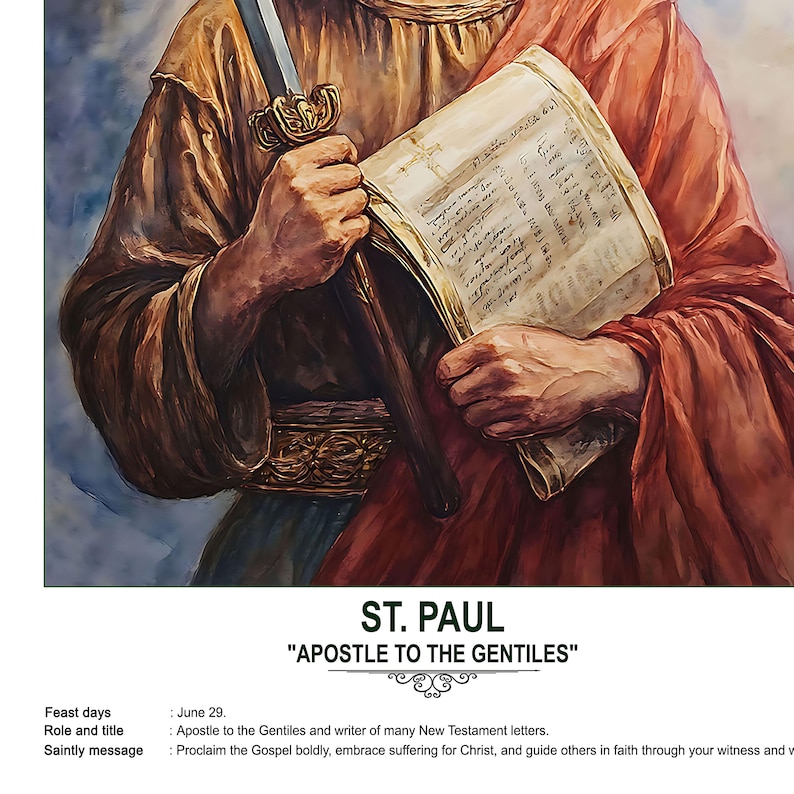 St. Paul, Sacred Art, Religious Wall Art for Families, Patron Saint ...