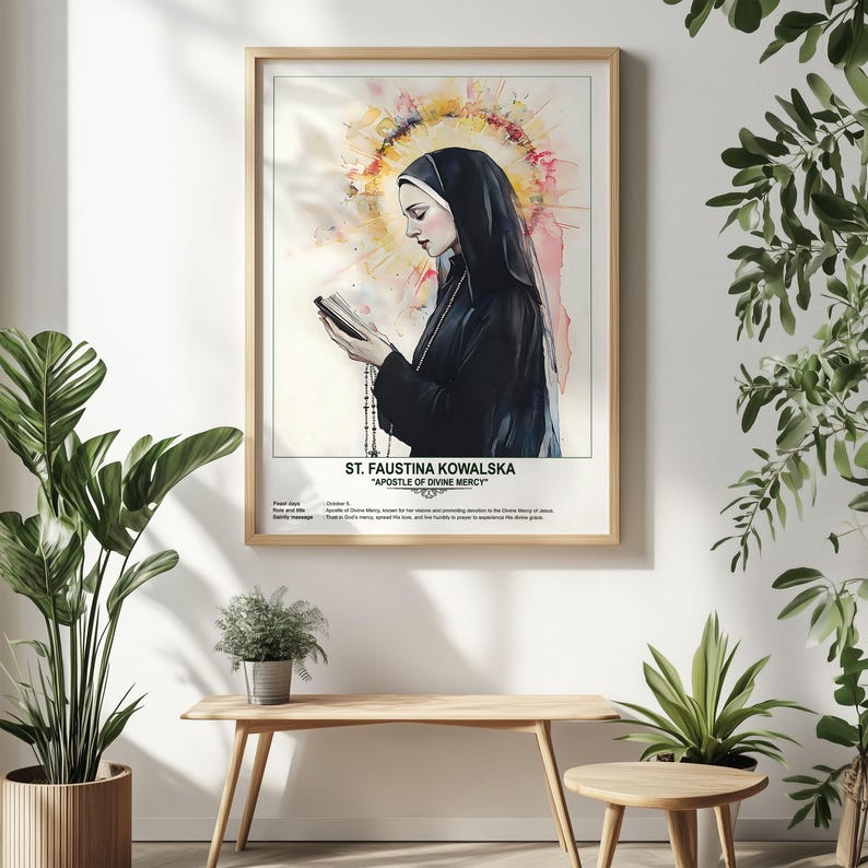 St. Faustina Kowalska, Sacred Art, Religious Wall Art for Families ...