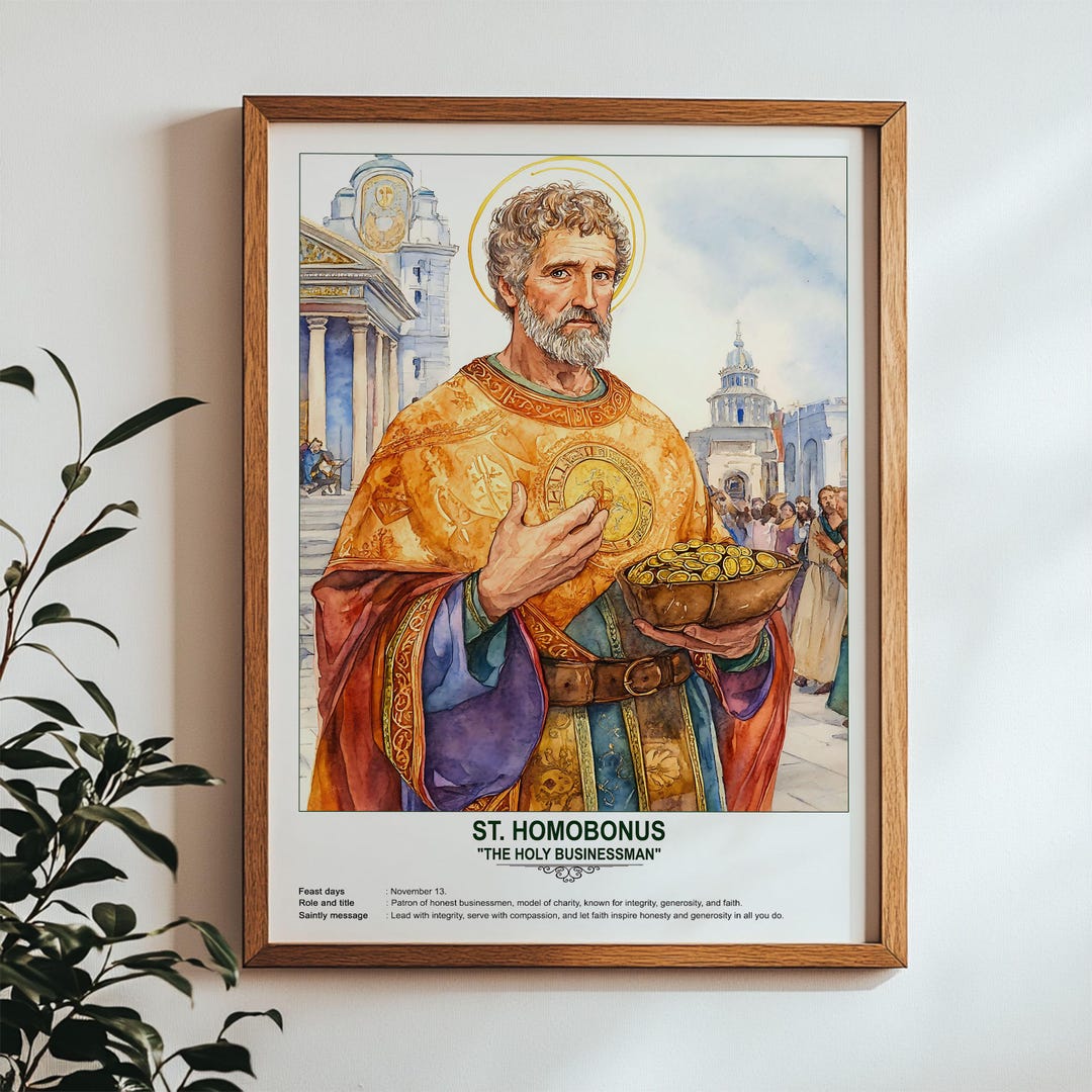 St. Homobonus, Sacred Art, Religious Wall Art for Families, Patron ...