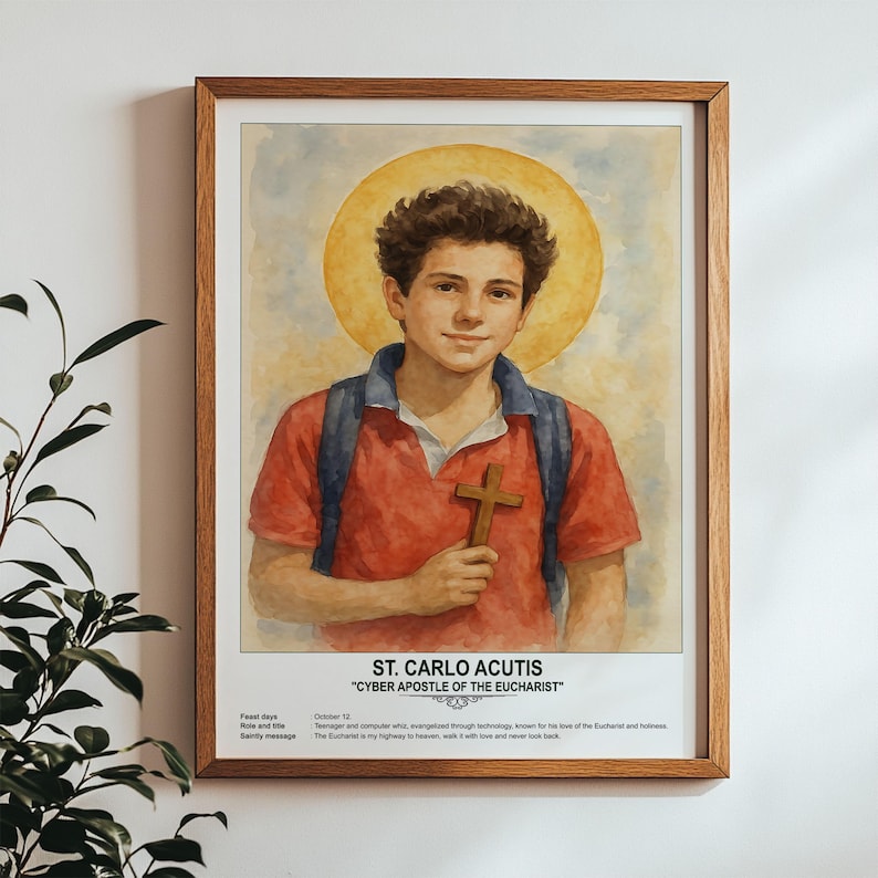 St. Carlo Acutis, Sacred Art, Religious Wall Art for Families, Patron ...