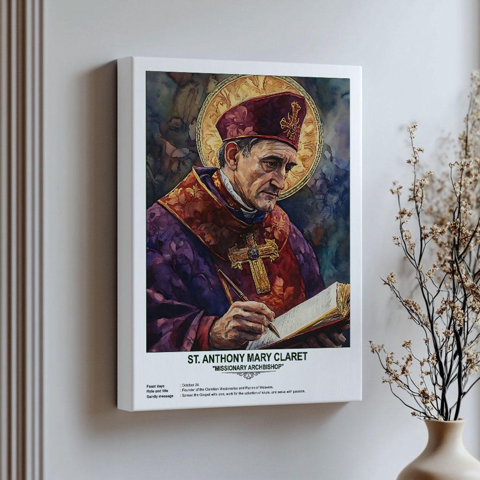 St. Anthony Mary Claret, Sacred Art, Religious Wall Art for Families ...