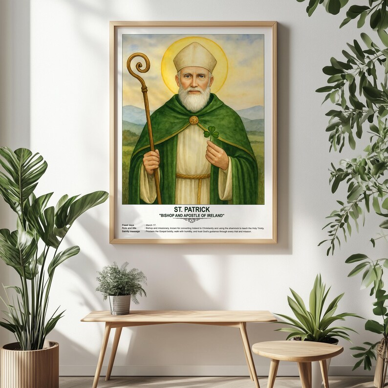 St. Patrick, Sacred Art, Religious Wall Art for Families, Patron Saint ...