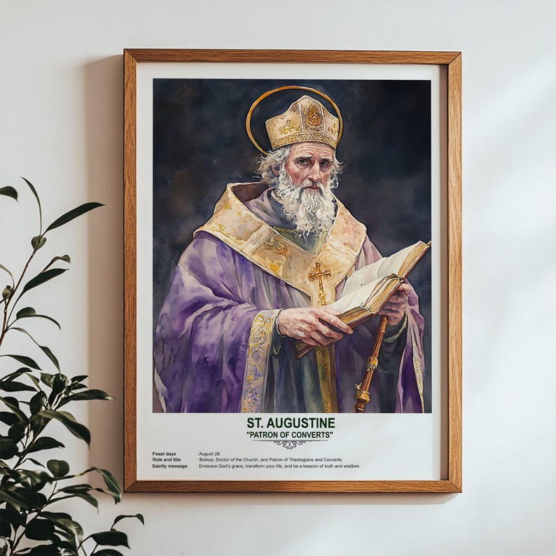 St. Augustine, Sacred Art, Religious Wall Art for Families, Patron ...