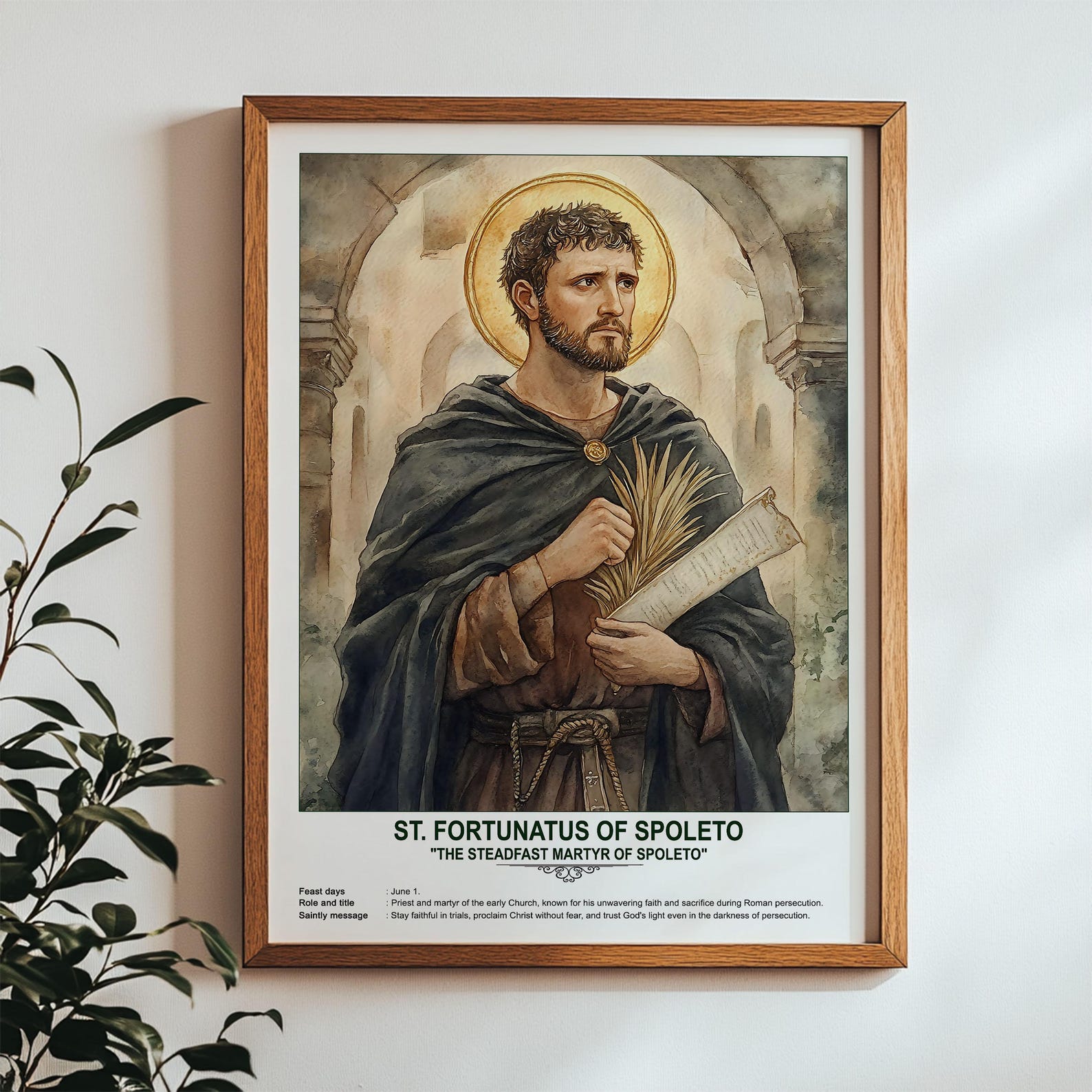St. Fortunatus of Spoleto, Sacred Art, Religious Wall Art for Families ...