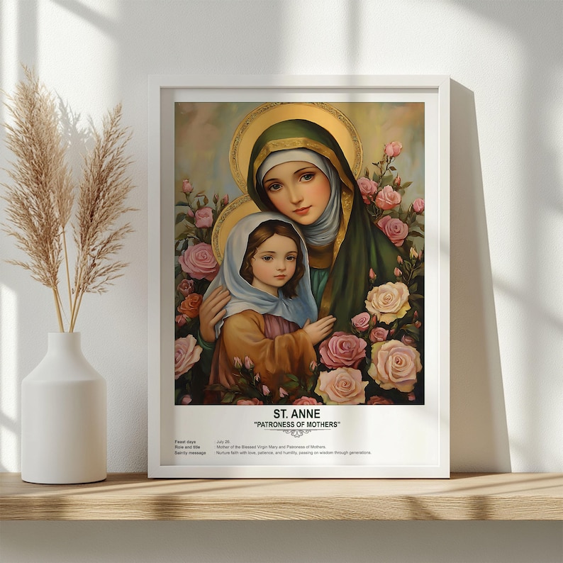 St. Anne, Sacred Art, Religious Wall Art for Families, Patron Saint ...