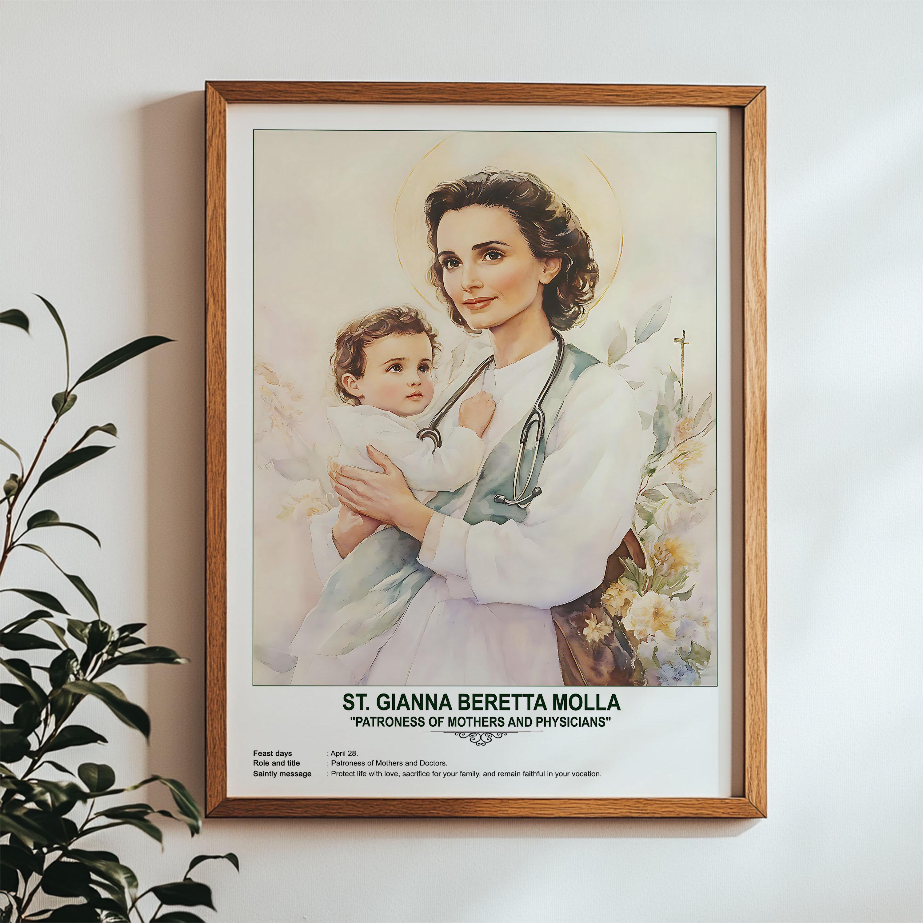 St. Gianna Beretta Molla, Sacred Art, Religious Wall Art for Families ...