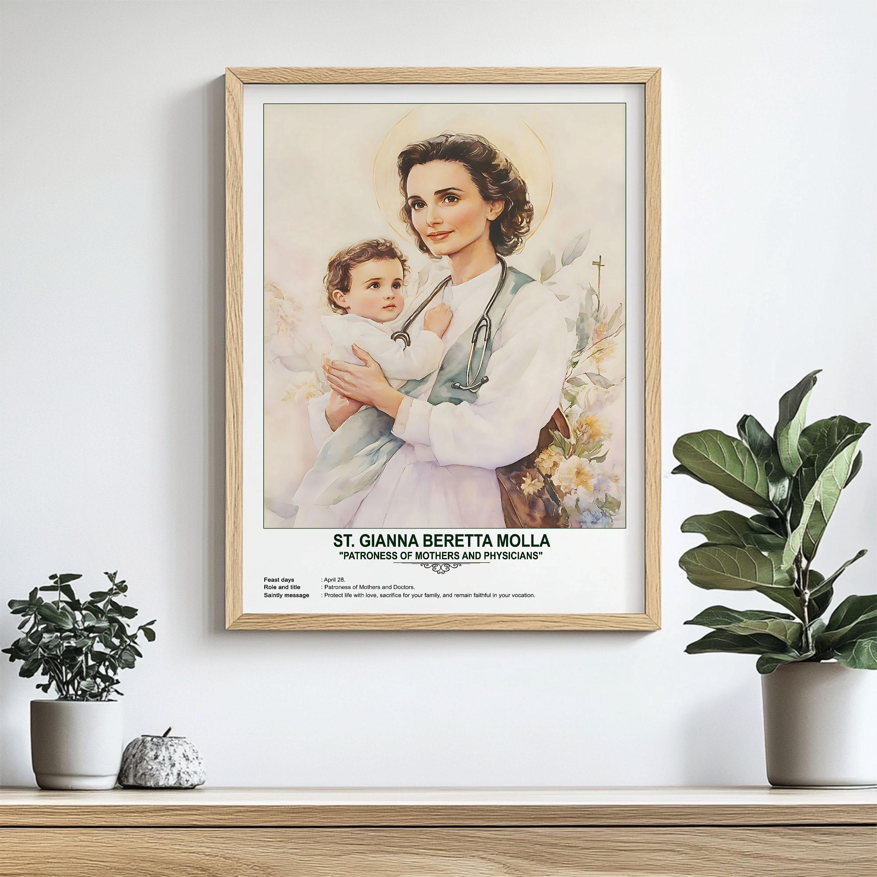 St. Gianna Beretta Molla, Sacred Art, Religious Wall Art for Families ...