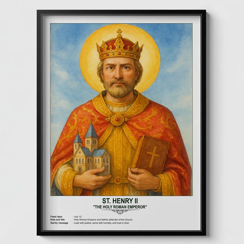 St. Henry II, Sacred Art, Religious Wall Art for Families, Patron Saint ...