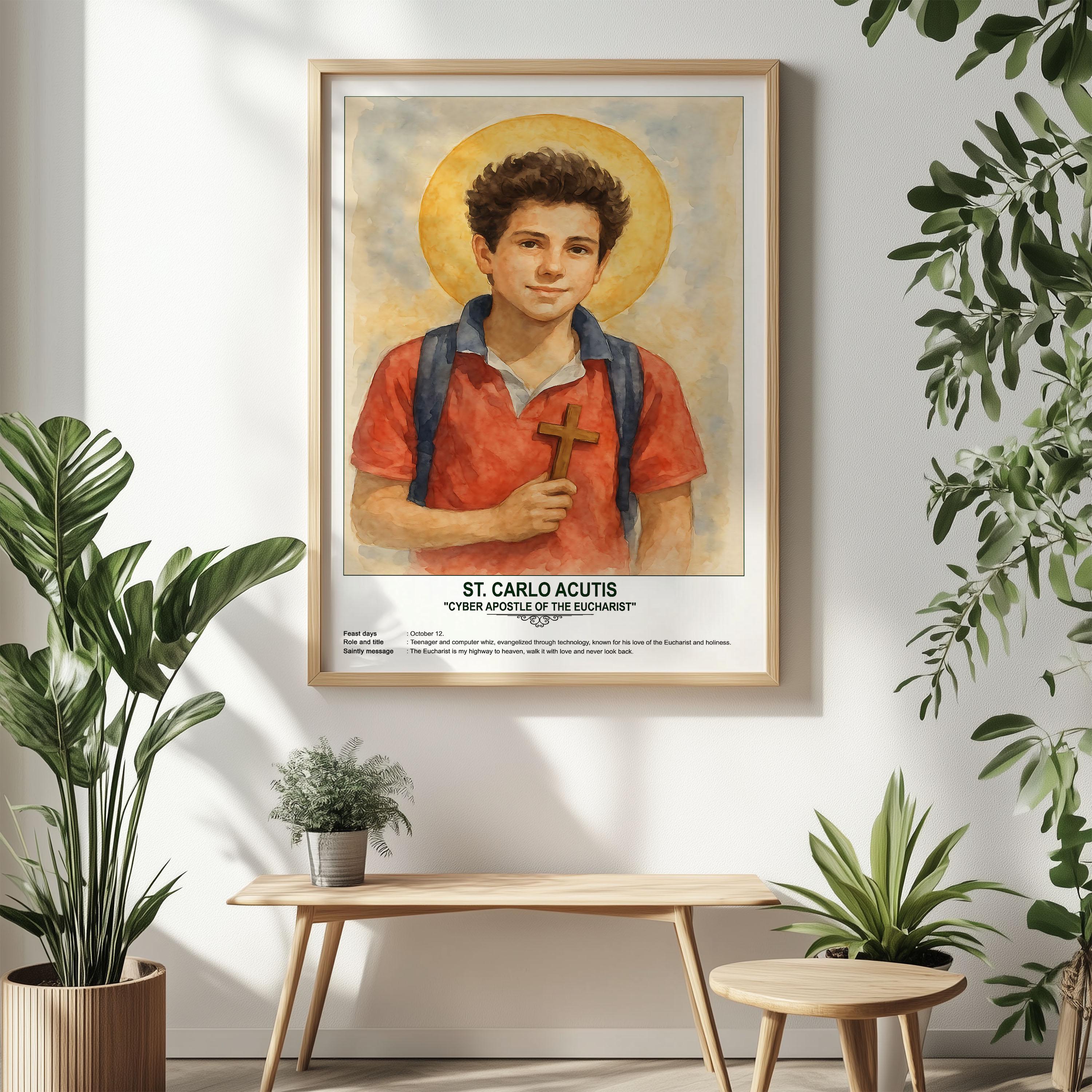 St. Carlo Acutis, Sacred Art, Religious Wall Art for Families, Patron ...