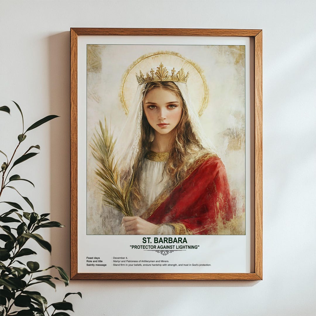 St. Barbara, Sacred Art, Religious Wall Art for Families, Patron Saint ...
