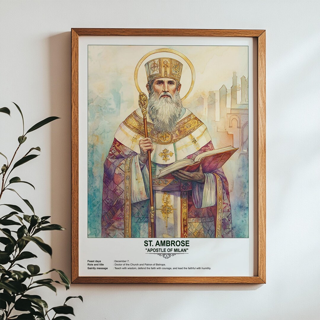St. Ambrose, Sacred Art, Religious Wall Art for Families, Patron Saint ...
