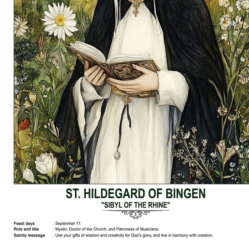 St. Hildegard of Bingen, Sacred Art, Religious Wall Art for Families ...