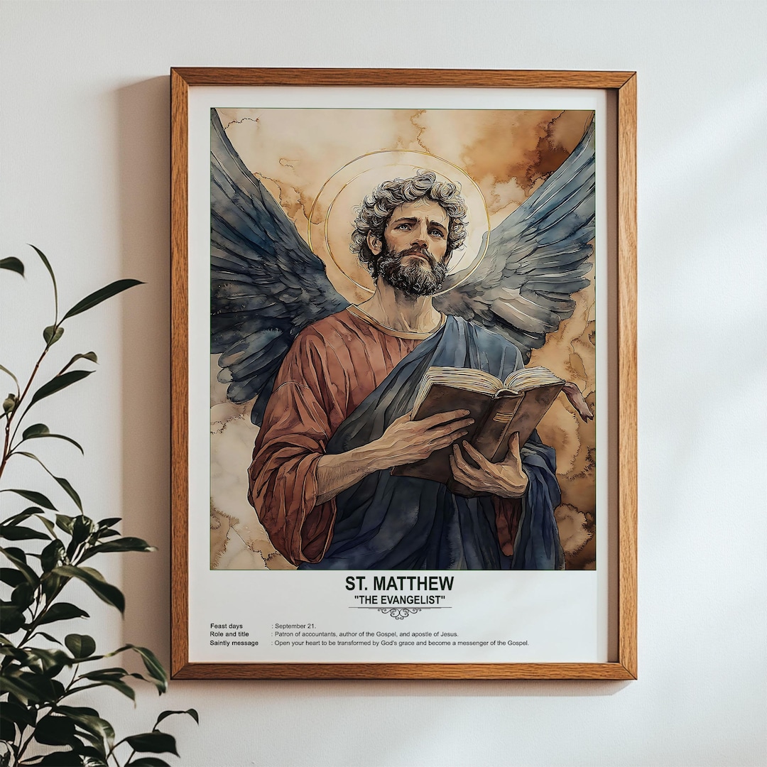 St. Matthew, Sacred Art, Religious Wall Art for Families, Patron Saint ...