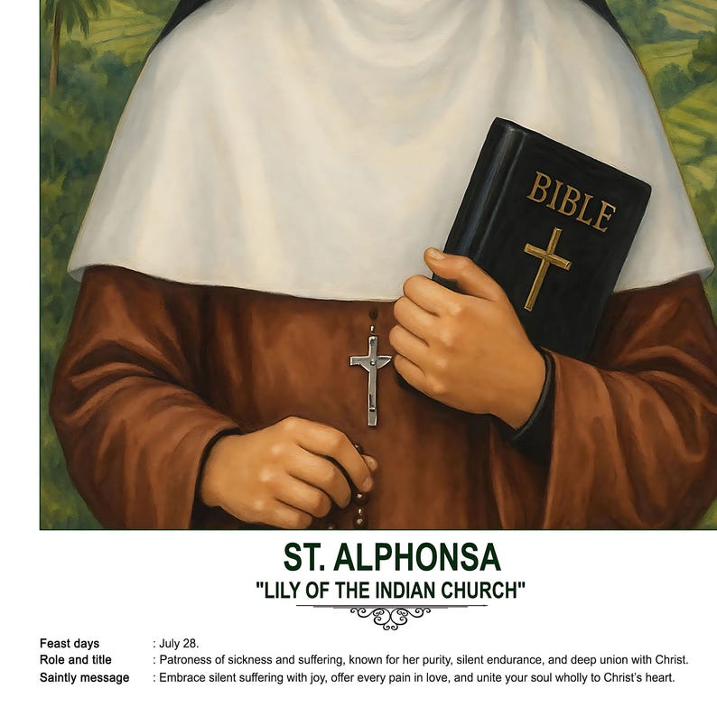 St. Alphonsa, Sacred Art, Religious Wall Art for Families, Patron Saint ...