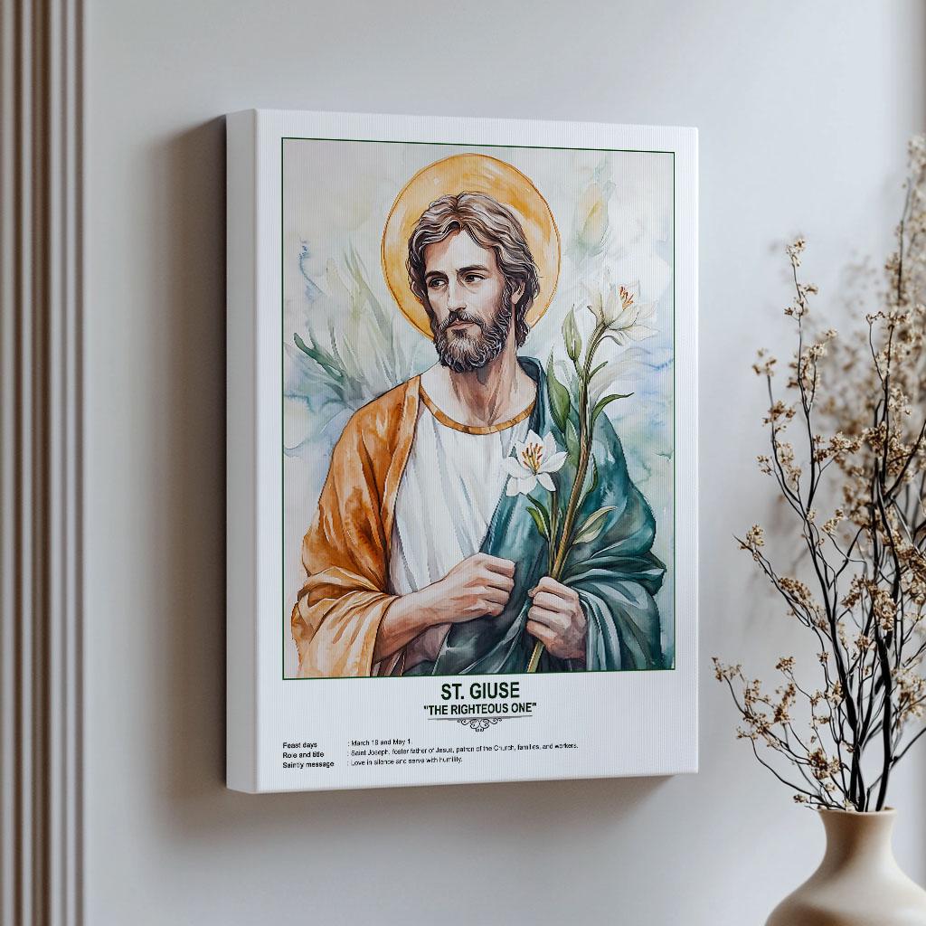 St. Giuse, Sacred Art, Religious Wall Art for Families, Patron Saint ...
