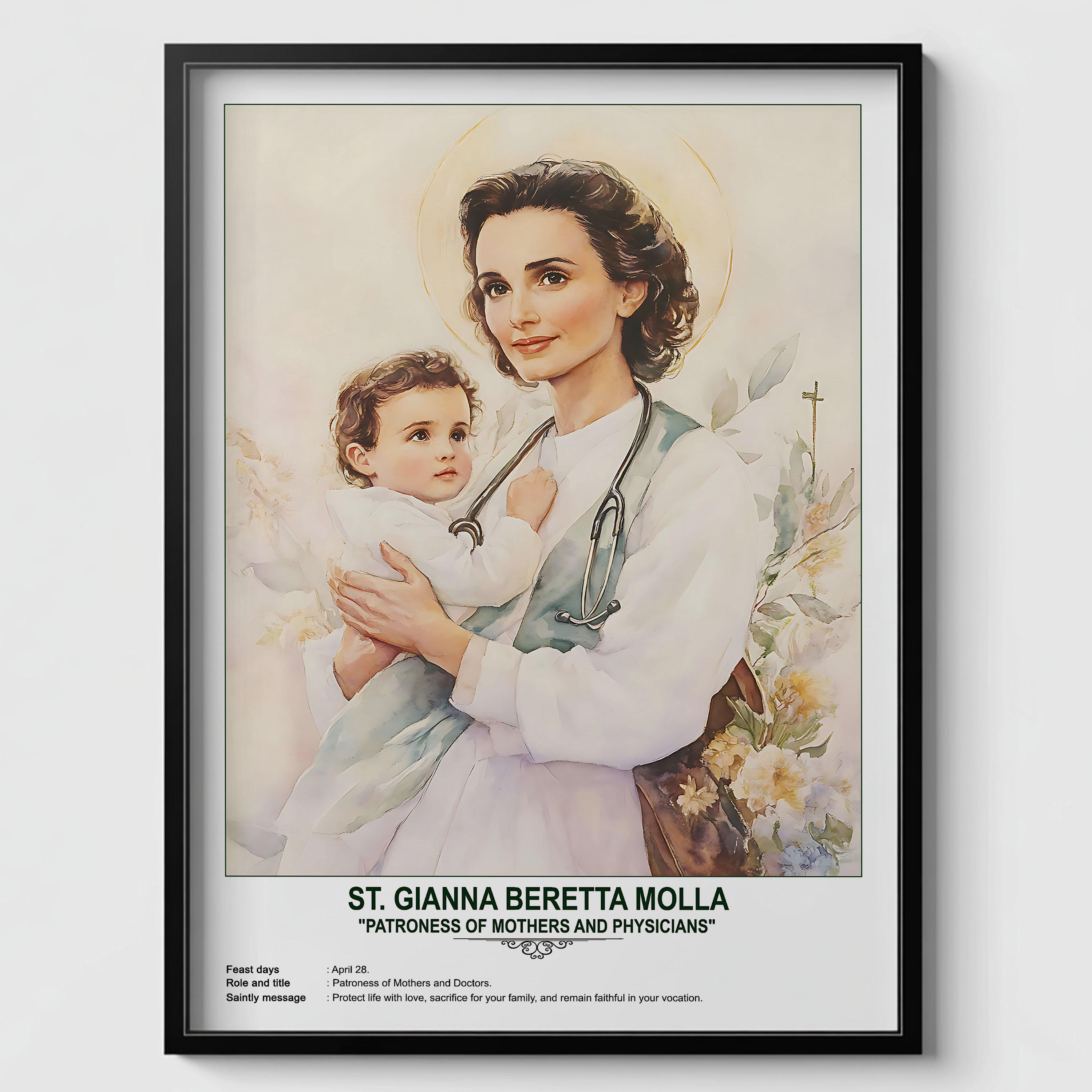 St. Gianna Beretta Molla, Sacred Art, Religious Wall Art for Families ...