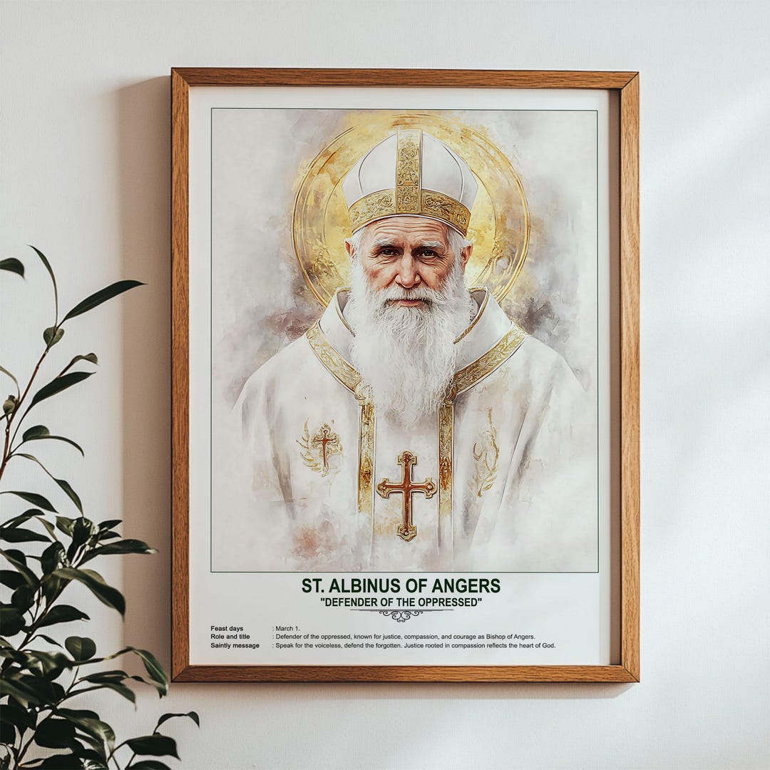 St. Albinus of Angers, Sacred Art, Religious Wall Art for Families ...