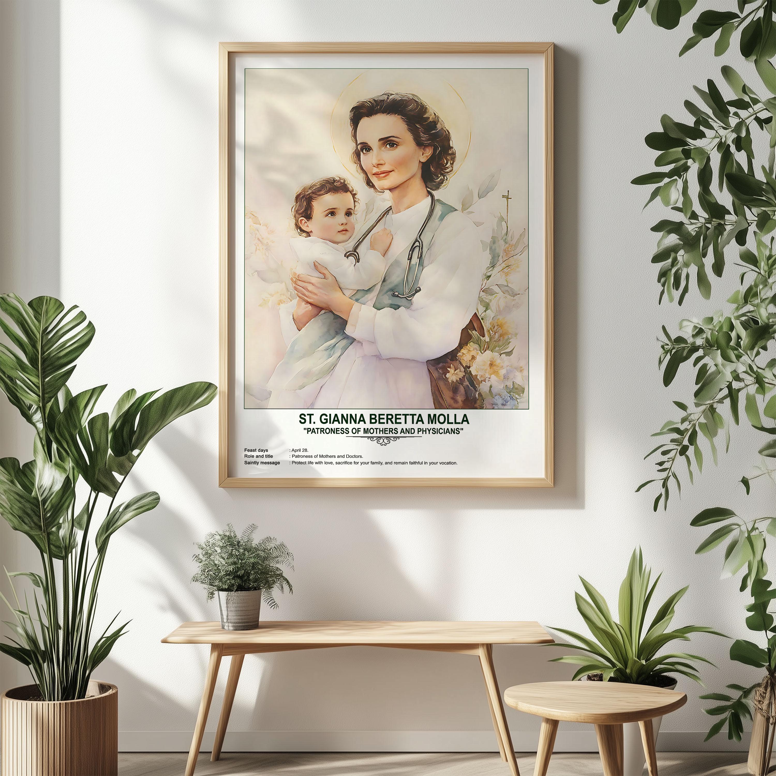 St. Gianna Beretta Molla, Sacred Art, Religious Wall Art for Families ...