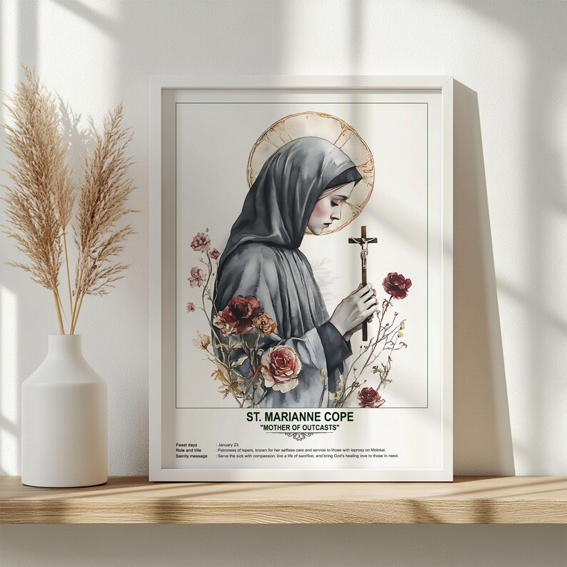 St. Marianne Cope, Sacred Art, Religious Wall Art for Families, Patron ...