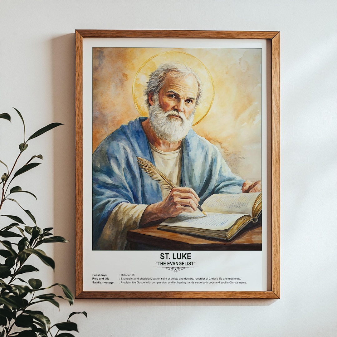 St. Luke, Sacred Art, Religious Wall Art for Families, Patron Saint ...