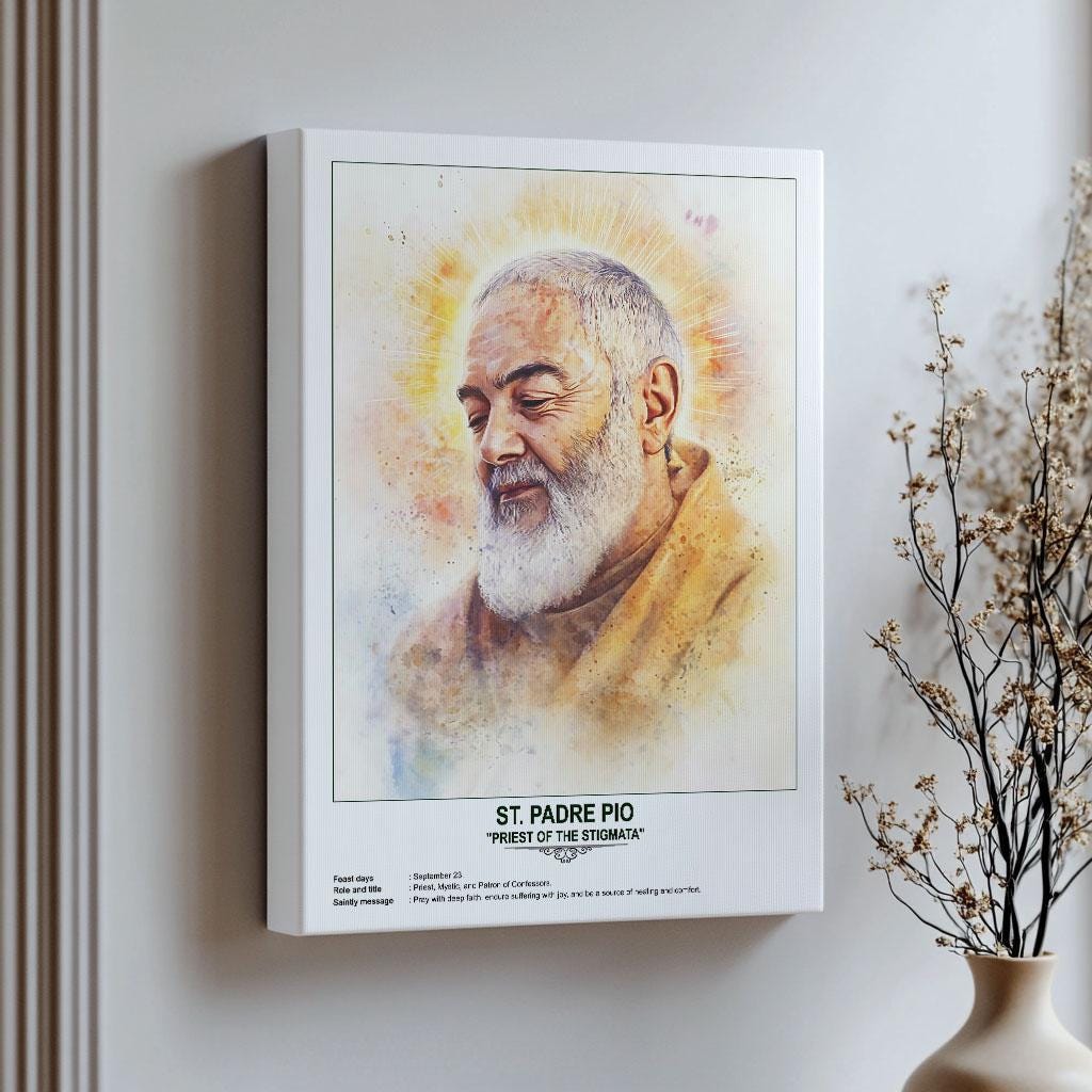 St. Padre Pio, Sacred Art, Religious Wall Art for Families, Patron ...