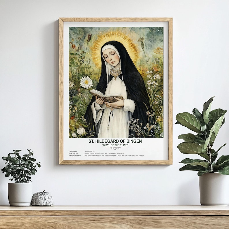 St. Hildegard of Bingen, Sacred Art, Religious Wall Art for Families ...