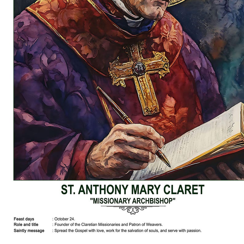 St. Anthony Mary Claret, Sacred Art, Religious Wall Art for Families ...