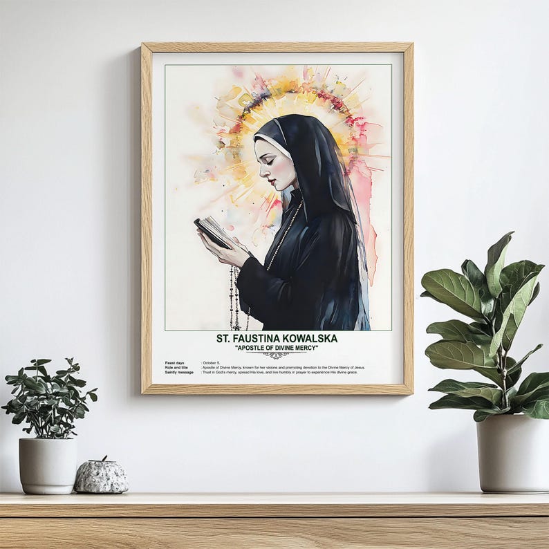 St. Faustina Kowalska, Sacred Art, Religious Wall Art for Families ...