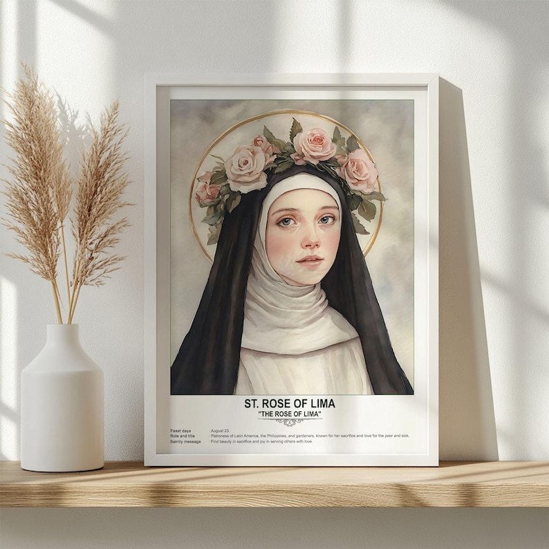St. Rose of Lima, Sacred Art, Religious Wall Art for Families, Patron ...