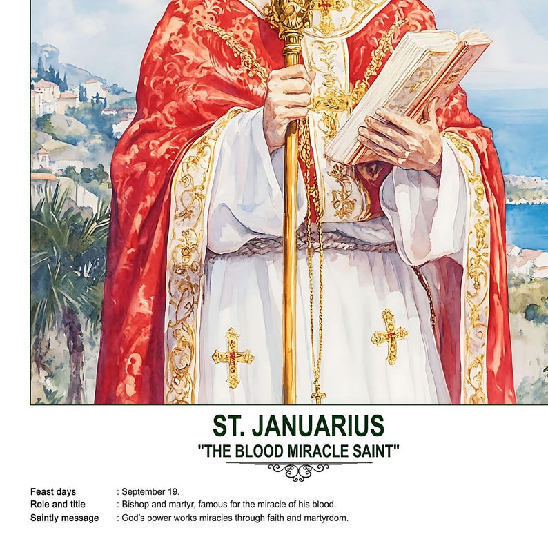 St. Januarius, Sacred Art, Religious Wall Art for Families, Patron ...