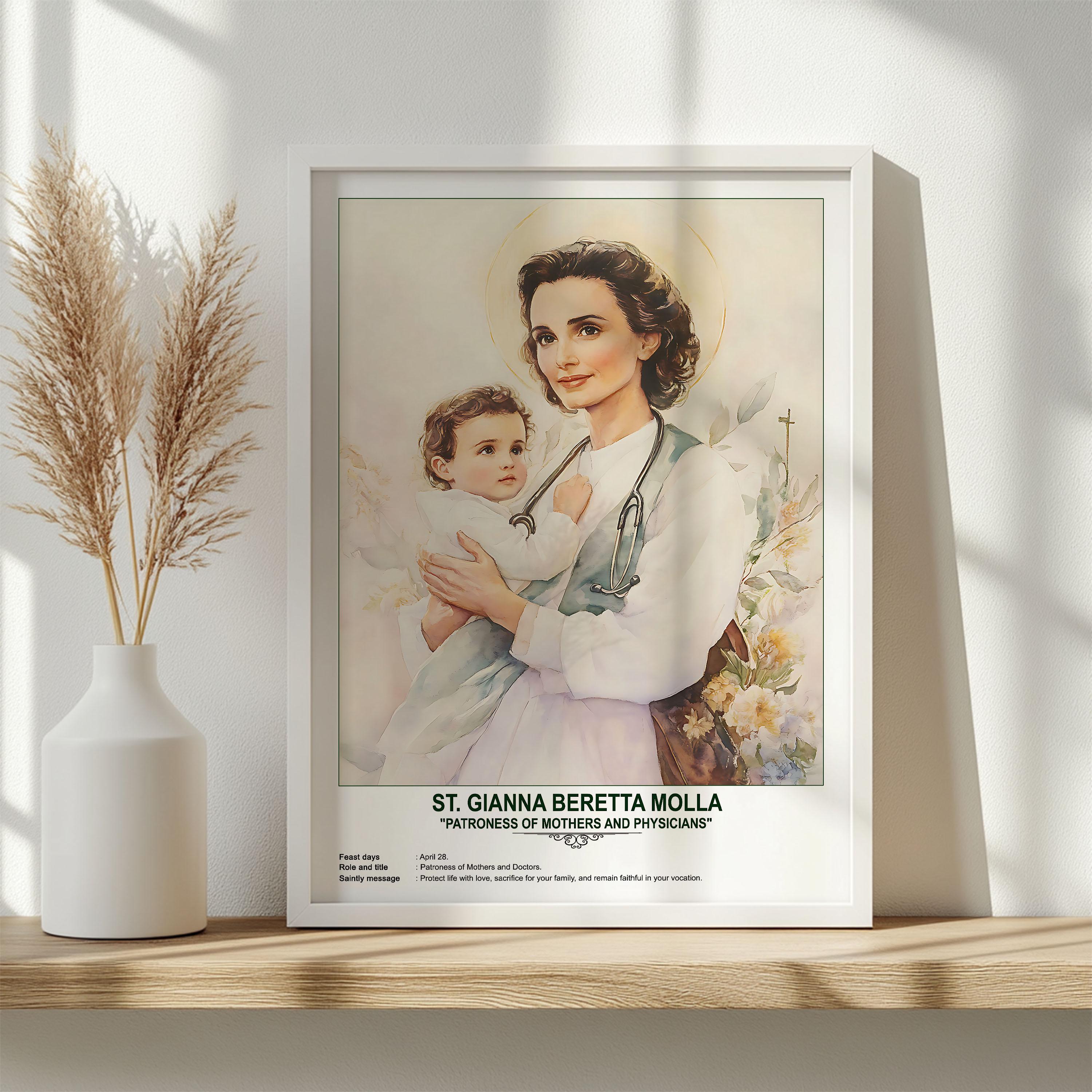 St. Gianna Beretta Molla, Sacred Art, Religious Wall Art for Families ...