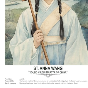 St. Anna Wang, Sacred Art, Religious Wall Art for Families, Patron ...