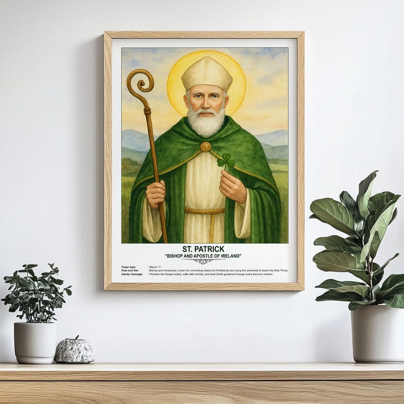 St. Patrick, Sacred Art, Religious Wall Art for Families, Patron Saint ...
