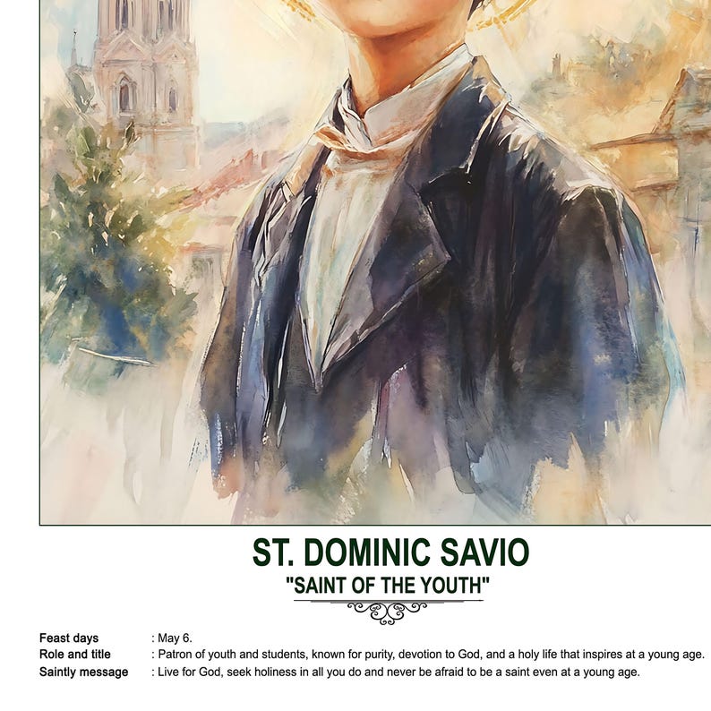 St. Dominic Savio, Sacred Art, Religious Wall Art for Families, Patron ...