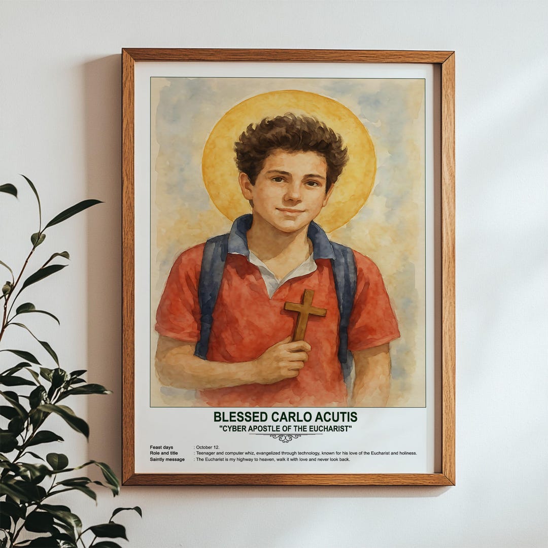 Blessed Carlo Acutis, Sacred Art, Religious Wall Art for Families ...