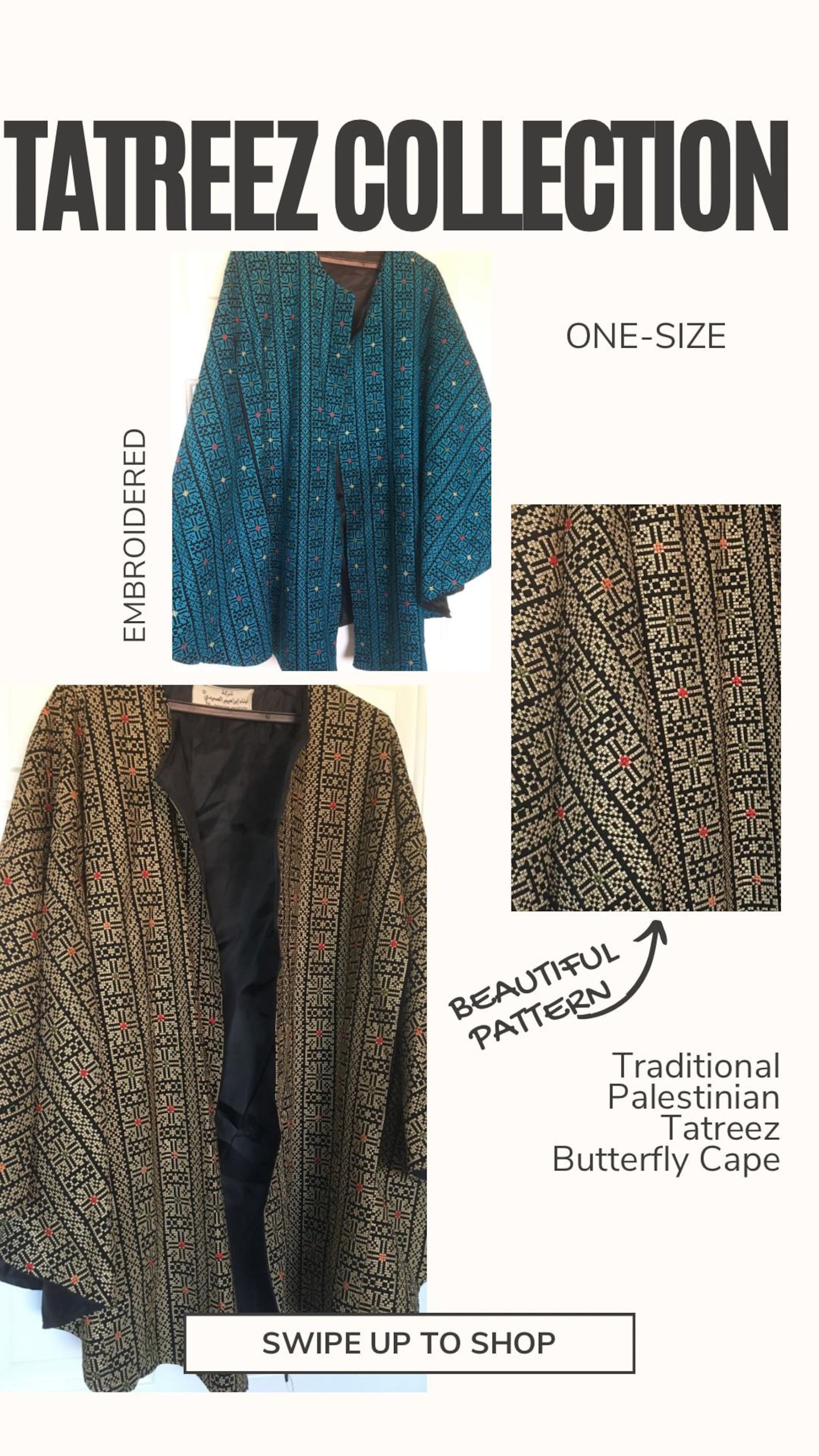 Traditional Palestinian Tatreez Embroidered Free-size (one-size) Cape ...