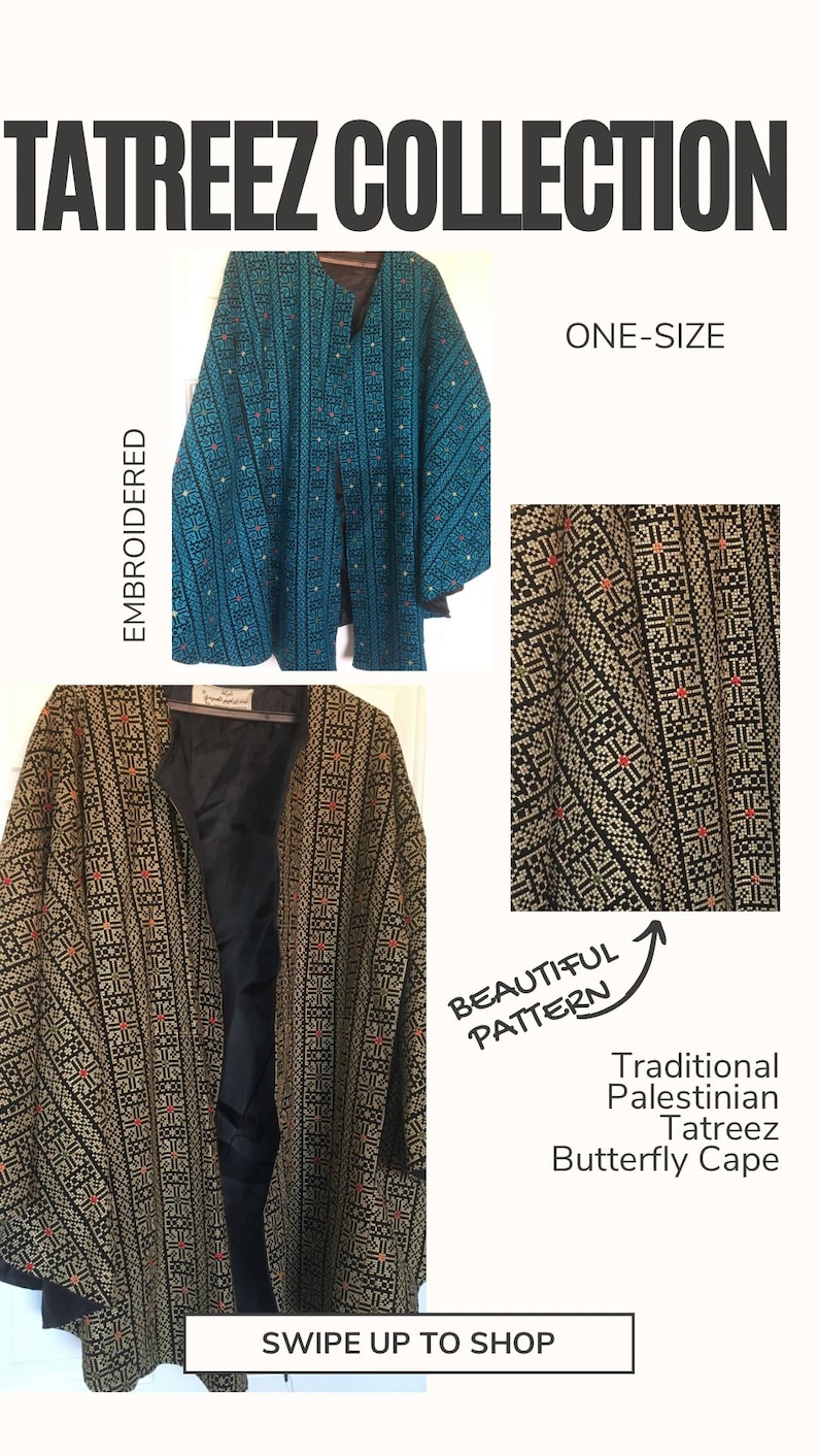 Traditional Palestinian Tatreez Embroidered Free-size (one-size) Cape ...