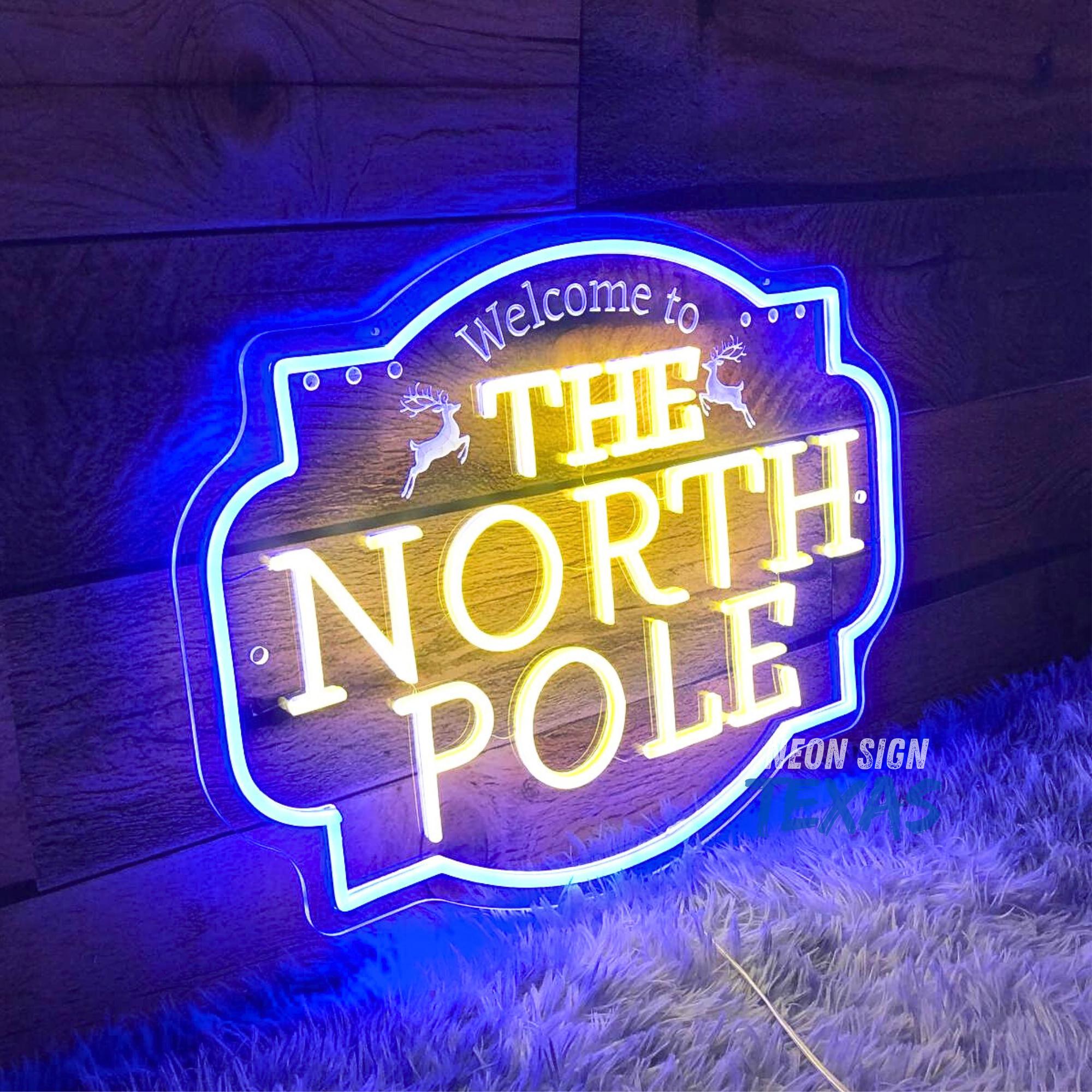 The North Pole Neon Sign, North Pole Directional Neon Sign, North Pole ...