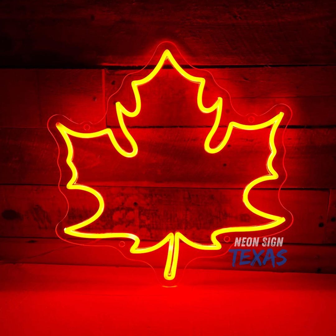 Maple Leaf Neon Sign, Green Leaf Neon Sign, Plant Neon Sign, Neon Sign ...