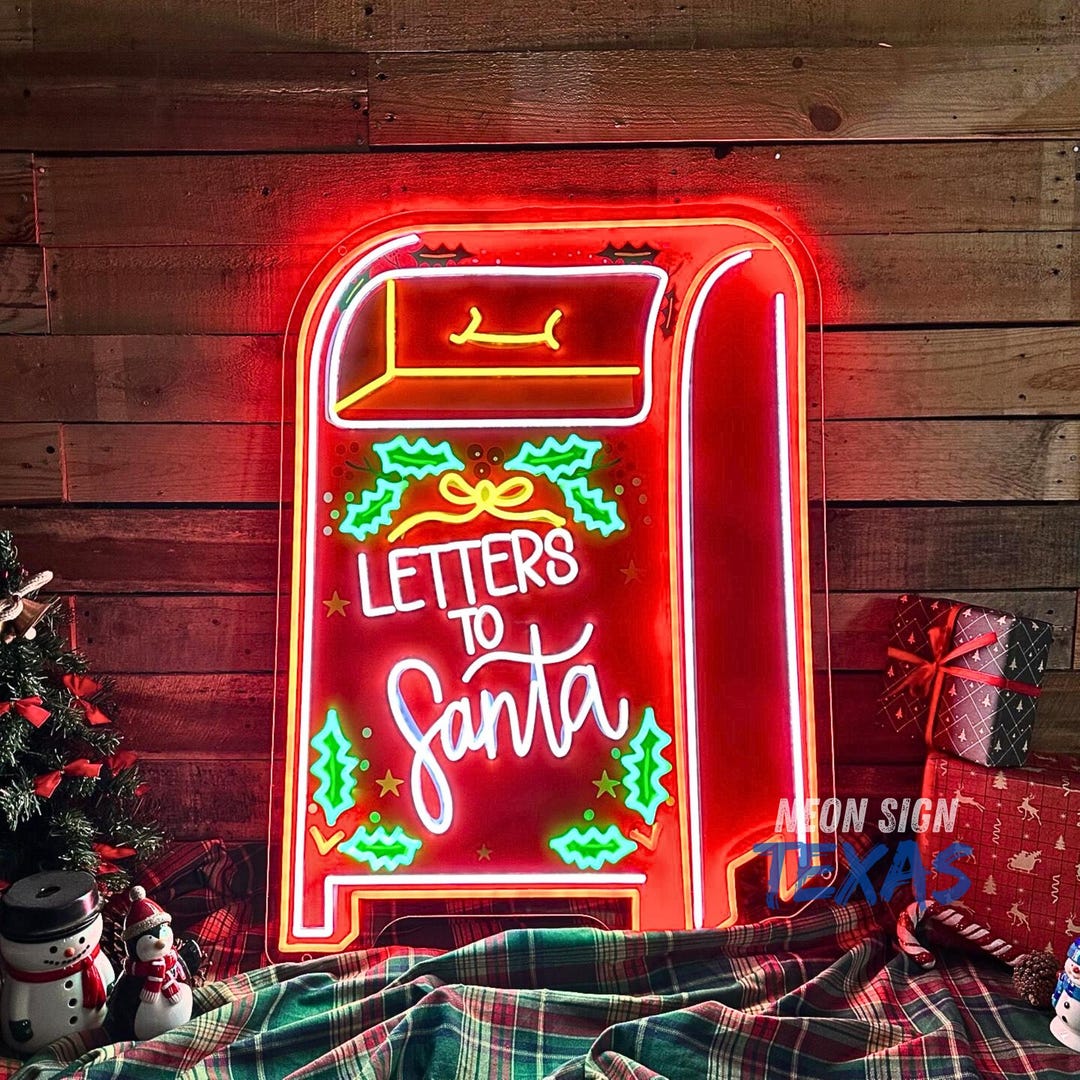 Letters to Santa Neon Sign Christmas Mail Box Decor Christmas Wall ...