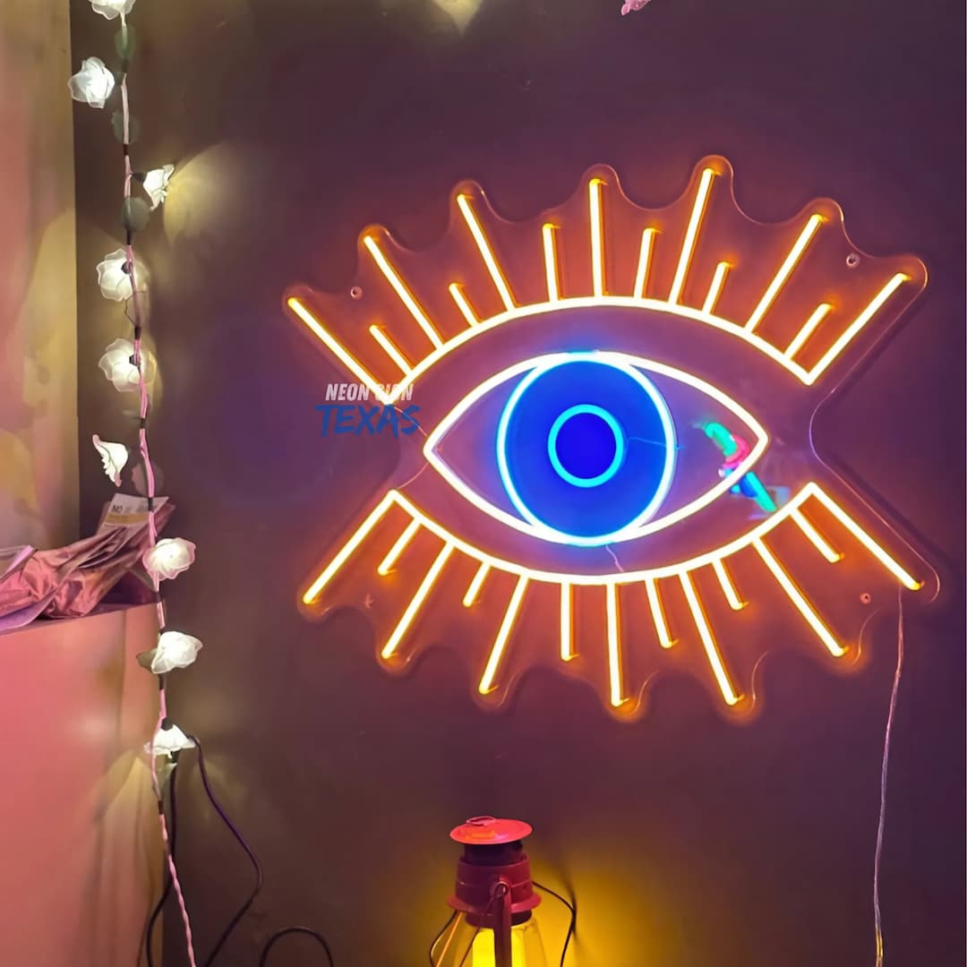 Evil Eye Neon Sign Anime Neon Sign Neon Sign Bedroom Good Luck Sign ...